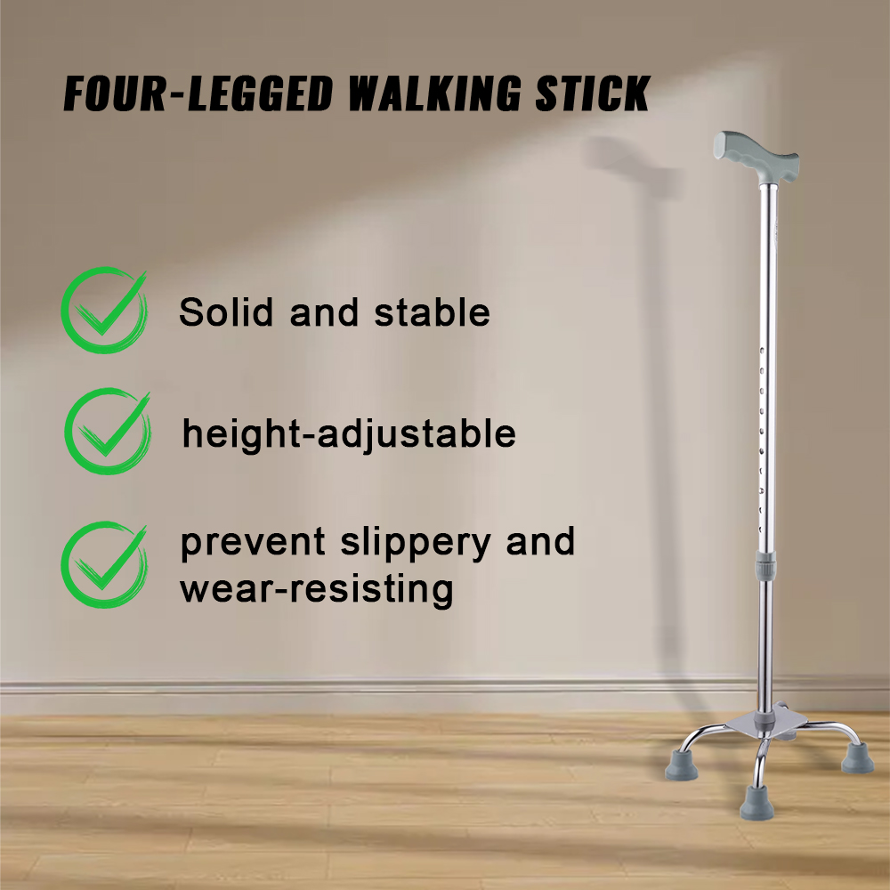 Hot Sale Aluminium Alloy Crutches Stabled Retractable Quad Walker Four ...